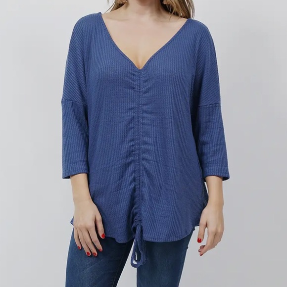 Tops | 19 Womens Waffle Knit Reversible Ruched Tunic Top | Poshmark